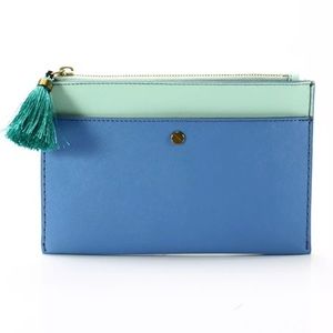 J. Crew | Bags | New Jcrew Colorblock Saffiano Leather Clutch Blue ...
